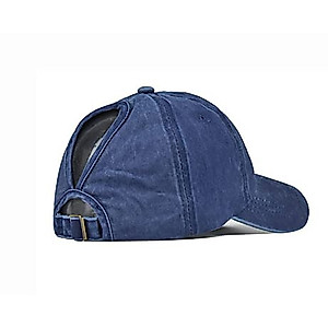 Eohak Ponytail Baseball Hat Distressed Retro Washed Womens Twill