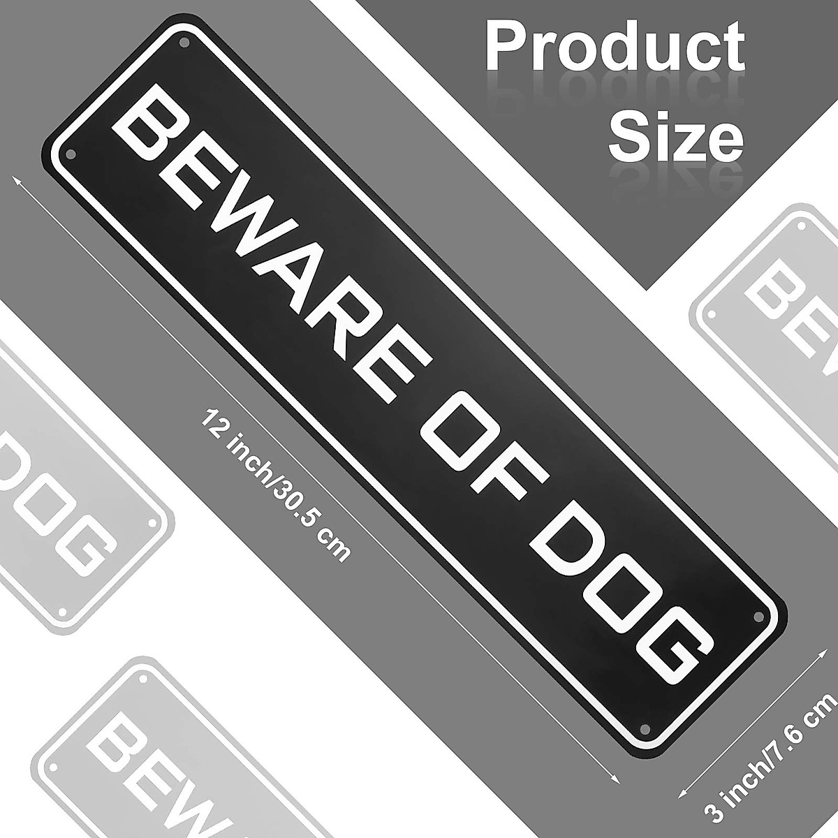 Ripeng Beware of Dog Sign for Fence Aluminum Rust Free Beware of Dog Sign Weatherproof Metal Warning Caution Dog Sign for Yard Gate Door Garden Outdoor, 3 x 12 Inch (2 Pieces)