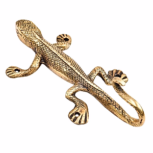 Indian Shelf Decorative Premium Brass Lizard Wall Hooks for Keys Gold Vintage Kids Coat Backpack Hangers Purse Holder- 1 Piece