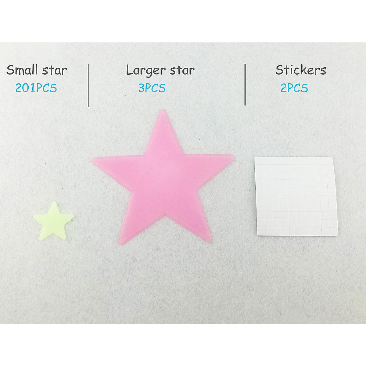 HoneyToys 204PCS 1.2" Luminous Stars Fluorescent Noctilucent Plastic Wall Stickers Decals for Home Ceiling Wall Baby Kids Bedroom (Multi-Color)