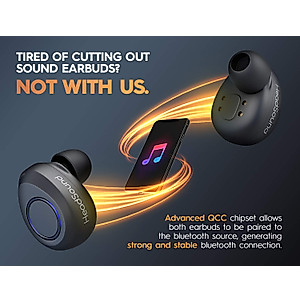 HeadSound X5 True Wireless Earbuds Headphones, CVC 8.0 Noise Reduction, Bluetooth 5.0 APTX HD Sound In Ear Totally Wireless Earphones, 32Hr Play Auto Pairing IPX7 Sweatproof Sport Headset,Built in Mic