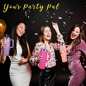 Personalized 40 Oz Tumbler with Handle and Straw - Custom Bridesmaids Gifts Gifts with Name and Birth Flower - Personalized Tumbler Travel Coffee Mug - Bridesmaid Gifts for Wedding Day