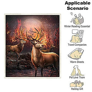 Juirnost Deer Throw Blanket,Wildlife Throw Blanket,Rustic Cabin Decor Woodland Blanket for Bedroom Sofa Couch 50X60Inch,Gift for Hunting Lover Deer Hunting Blanket Decor