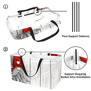 LORVIES Large Rectangular Baskets for Storage, Elves Nordic Christmas Standing White Wooden Wall in Snow Closet Storage Bins