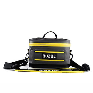 BUZBE Swarm 15 Modular Tackle Bag, Premium Waterproof Tackle Bag, Customizable Fishing Tackle Bag, Compact Dry Bag, Saltwater Fishing Tackle Bag, Grey and Yellow