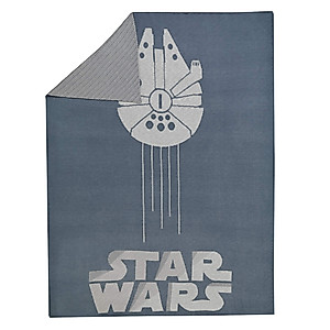 Lambs & Ivy Star Wars Signature Millennium Falcon Blue/Gray Knit Baby Blanket
