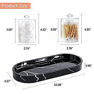 Bathroom Vanity Tray, 2 Pack Acrylic Qtip Holder Dispenser Canister Apothecary Jars with Lid，Bathroom Tray Organizer Storage for Perfume Jewelry Candle Cotton Ball Cotton Swab Cotton Round Pads