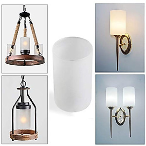 Glass Shade Replacement Glass Lamp Shades Cylinder Glass Globe with 1-5/8-inch Fitter Glass Light Fixture Shade for Pendant Light Chandelier (2 Packs) (Frosted)