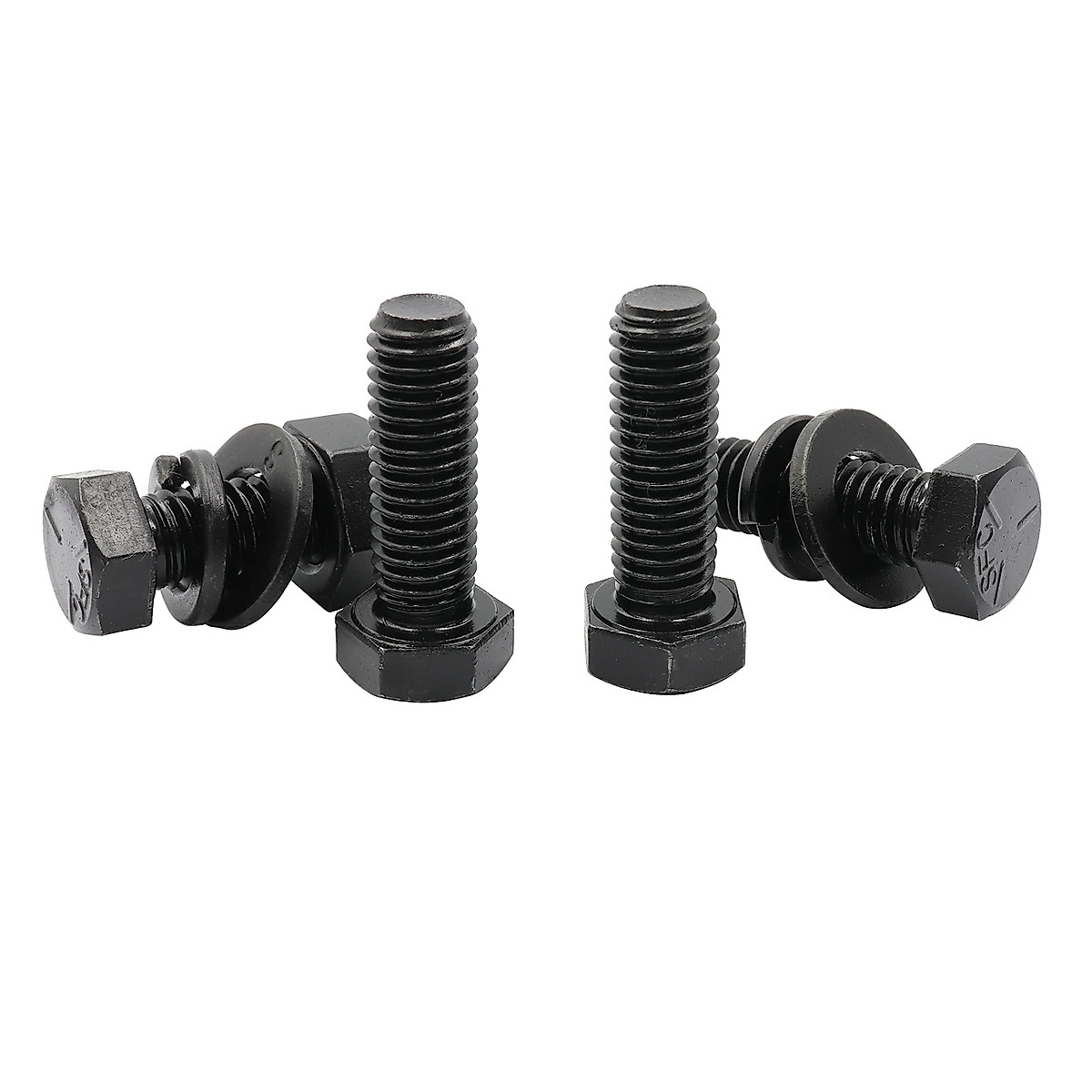 LBY 8 Sets Hex Bolts Kit, 1/2-13×1-1/2'' Hex Head Screws Bolts (Fully Threaded), with Heavy-Duty Nuts, Flat & Lock Washers, Alloy Steel (Black)