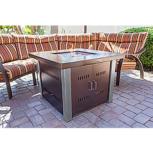 Hiland GS-F-PCSS 40,000 BT Propane Fire Pit, Large, Two Toned Hammered Bronze