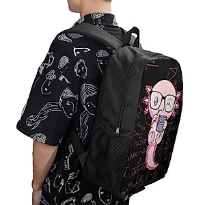 usmikeys Axolotl Backpack, Waterproof Bookbag for Boys Girls Back to School 17 Inch