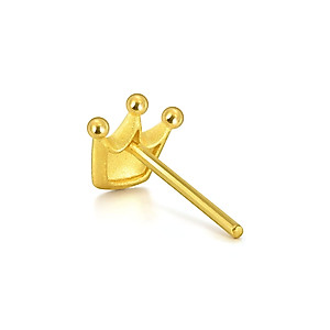 CHOW SANG SANG 999.9 24K Solid Gold Crown Single Stud Earring 91936E (Sold Single Not Pair)