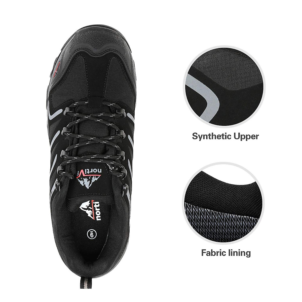 NORTIV 8 Men's Low Top Waterproof Hiking Shoes Trekking Trails Outdoor Work Shoes Black Dark Grey US Size 12 Wide 160448_LOW-W Armadillo