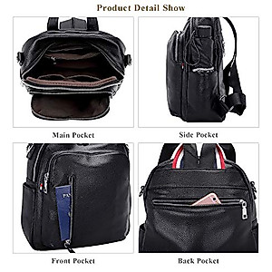 ALTOSY Fashion Genuine Leather Backpack Purse for Women Shoulder Bag Casual Daypack Medium (S9 Black New)