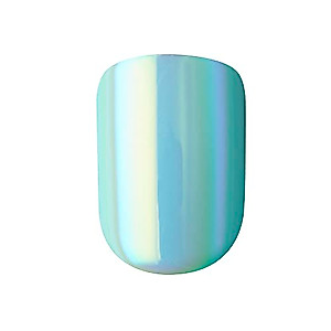 KISS imPRESS Press-On Manicure, Nail Kit, PureFit Technology, Short Press-On Nails, Rain Check', Includes Prep Pad, Mini Nail File, Cuticle Stick, and 30 Fake Nails