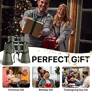 20x50 Hunting Binoculars for Adults High Powered with Low Light Night Vision - 28mm Large Eyepiece Professional Binoculars for Bird Watching Hiking Travel with BAK4 Prism FMC Lens, Green