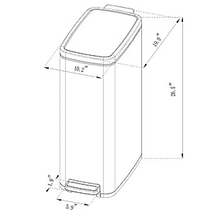 ORAVO 45L Slim Step Trash Can,Heavy Duty Hands-Free Stainless Steel Commercial/Kitchen Step Trash Can, Fingerprint-Resistant Soft Close Lid Trashcan