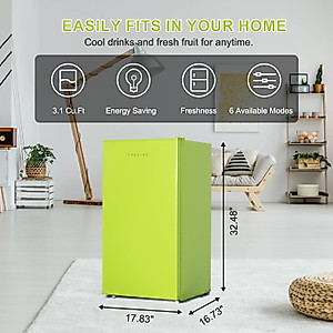 Frestec 3.1 CU' Mini Refrigerator,Compact Refrigerator,Small Refrigerator with Freezer, Green (FR 310 GREEN)