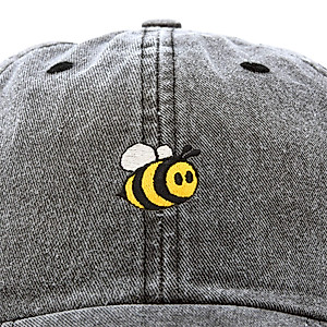 DALIX Bumble Bee Baseball Cap Dad Hat Embroidered Womens Girls in Black Vintage