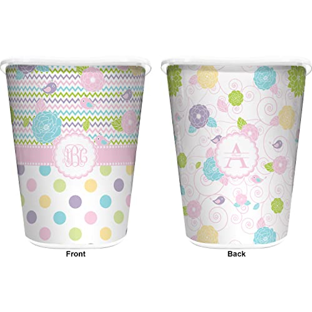 RNK Shops Girly Girl Waste Basket - Double Sided (White) (Personalized)