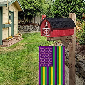 ANOVO Mardi Gras Fleur De Lis Double Sided Burlap Garden Flags, Seasonal Outside Porch Patio Farmhouse Yard Outdoor Decorative 12 x 18 Inch