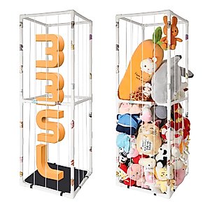 Extra Large Stuffed Animal Storage for Corner Organizer,Premium PVC Material with Elastic Cord Hold Up to 150 Plush Toys,Stuffed Zoo Animal Holder and Collection for Playroom-Birthday Gift for Nursery