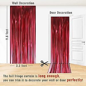 GOER 3.2 ft x 9.8 ft Metallic Tinsel Foil Fringe Curtains Party Photo Backdrop Party Streamers for Birthday,Graduation,New Year Eve Decorations Wedding Decor (1 Pack,Matte Burgundy)