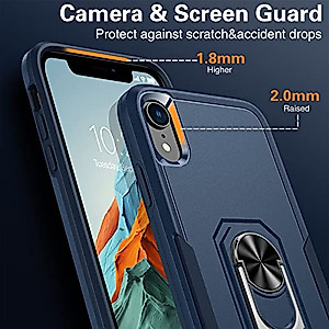 Oneagle for iPhone XR Case, 2 in 1 Heavy Duty Kickstand iPhone Xr Case with [Tempered Glass Screen Protector][ 360°Rotating Ring Stand]Slim Military Grade Shockproof Phone Case for iPhone XR 6.1 inch
