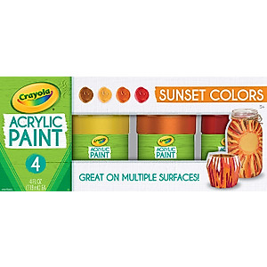 Crayola Paint Set in Sunset Colors, Multi-Surface Craft Paints, Painting Supplies, 4 Count