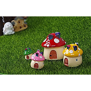 Dong Huang 8pcs Mini Mushrooms Miniature Fairy Garden Accessories Mushroom House, Micro Landscape Garden Decoration, Plant Flower Pots Ornaments(4 Sizes)