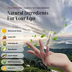 HummingBee Beeswax Lip Balm, Fragance Free, Feel the Difference, Unflavored, Natural Lip Care, 0.17 Ounce, Pack of 4