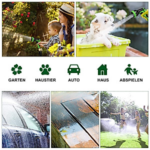 GAMSOD 50ft Expandable Garden Hose, Lightweight Gardening Flexible Hose Pipe, Solid Brass Fittings, 2.2X Expanding Flexible Latex Water Hose with Spray Nozzle -Black