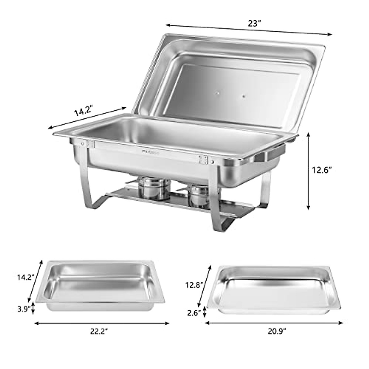 Perossia 3 Packs Chafing Dish Buffet Set Stainless Steel Food Warmer with 8QT 3 Full Size Pans Portable for Parties Catering Buffet Servers and Warmers