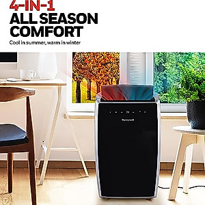 Honeywell Portable Air Conditioner w Heat Pump, Dehumidifier & Fan, Cools & Heats Rooms Up to 700 Sq. Ft. w Remote & Advanced LED Display