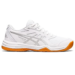 ASICS Women's Upcourt 5 Volleyball Shoes, 8.5, White/Pure Silver