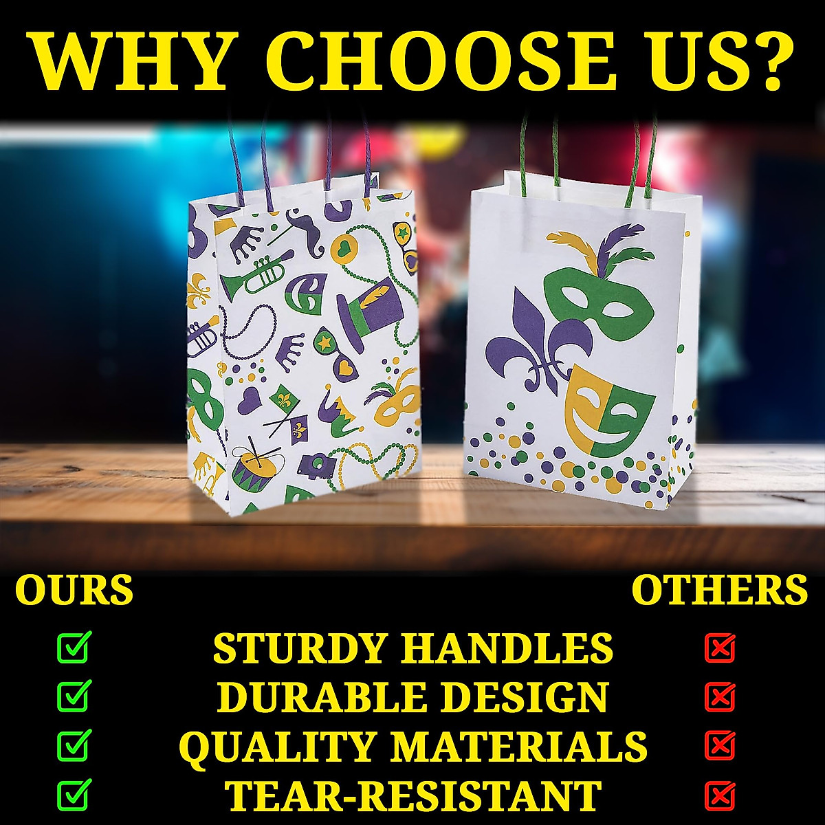 MARDI GRAS CRAFT BAG - Party Supplies - 12 Pieces