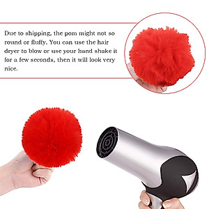 Auihiay 18 Pieces Pom Poms Keychains Fluffy Pompoms Keychain Faux Rabbit Fur Pompoms Keyring