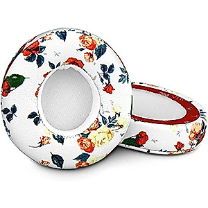 Studio 3 Ear Pads Replacement Ear Pads Protein PU Leather Ear Cushion Compatible with Beats by Dr.Dre Studio 2Studio 3 B0500 B0501 Wired Wireless Over-Ear Headphones (Not fit Solo2/3)(White Floral)