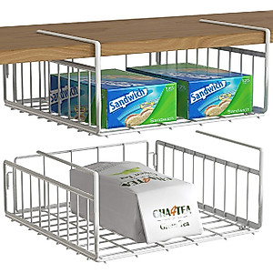 2 Pack - Simple Houseware Under Shelf Basket, White