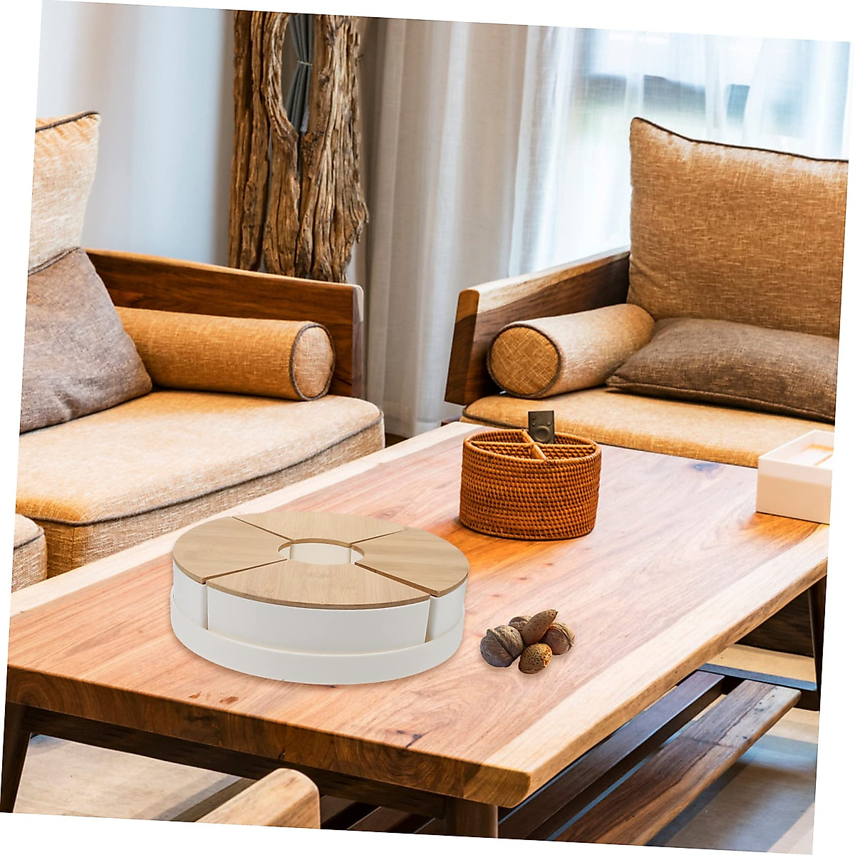 Tofficu 1 Set Office Fruit Plate Round Decorative Tray Chip Box Plastic Serving Tray Serving Plate Wrought Iron Plastic Spraying White Snack Plate Fruit Serving Tray Dried Fruit Box Food