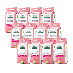 Aleva Naturals Bamboo Baby Hand and Face Wipes | Natural and Organic Ingredients | Cleans and Moisturizes | Extra Strong, and Ultra Soft - 30 count