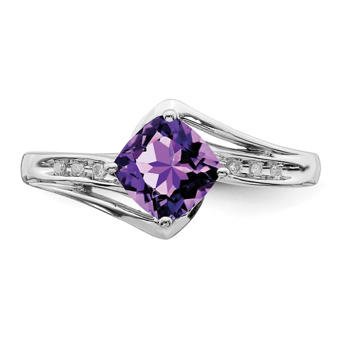 IceCarats 925 Sterling Silver Diamond Purple Amethyst Square Ring Gemstone Band Size 8
