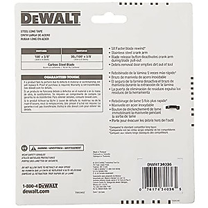 DEWALT Tape Measure, 100-Foot, Self-Lock, Solid Chrome Finish, Rubber Grip (DWHT34036L)