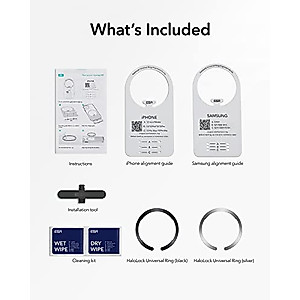 ESR HaloLock Universal MagSafe Ring, Magnetic Wireless Charging Conversion Kit, MagSafe Sticker, Compatible with iPhone 14/14 Plus/14 Pro/14 Pro Max/13/12 Series, Galaxy S22, 2 Pack, Black and Silver