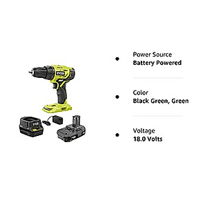 Ryobi P215K 18-Volt ONE+ Lithium-Ion Cordless 1/2 in. Drill/Driver Kit with (1) 1.5 Ah Battery and 18-Volt Charger