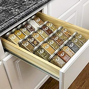 Lynk Professional® Spice Drawer Organizer - Heavy Gauge Steel 4 Tier Spice Rack - Drawer Insert Tray for Spice Jars, Herbs and Seasoning - Kitchen Cabinet Drawer Storage - Silver Metallic, Medium