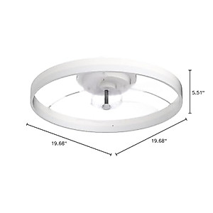 STERREN Ceiling Fans with Lights,20" Low Profile Ceiling Fan with Remote Control, Modern Flush Mount Ceiling Fan,White Fan Light for Bedroom, Living Room,Kitchen,Small LED Ceiling Light Fixture