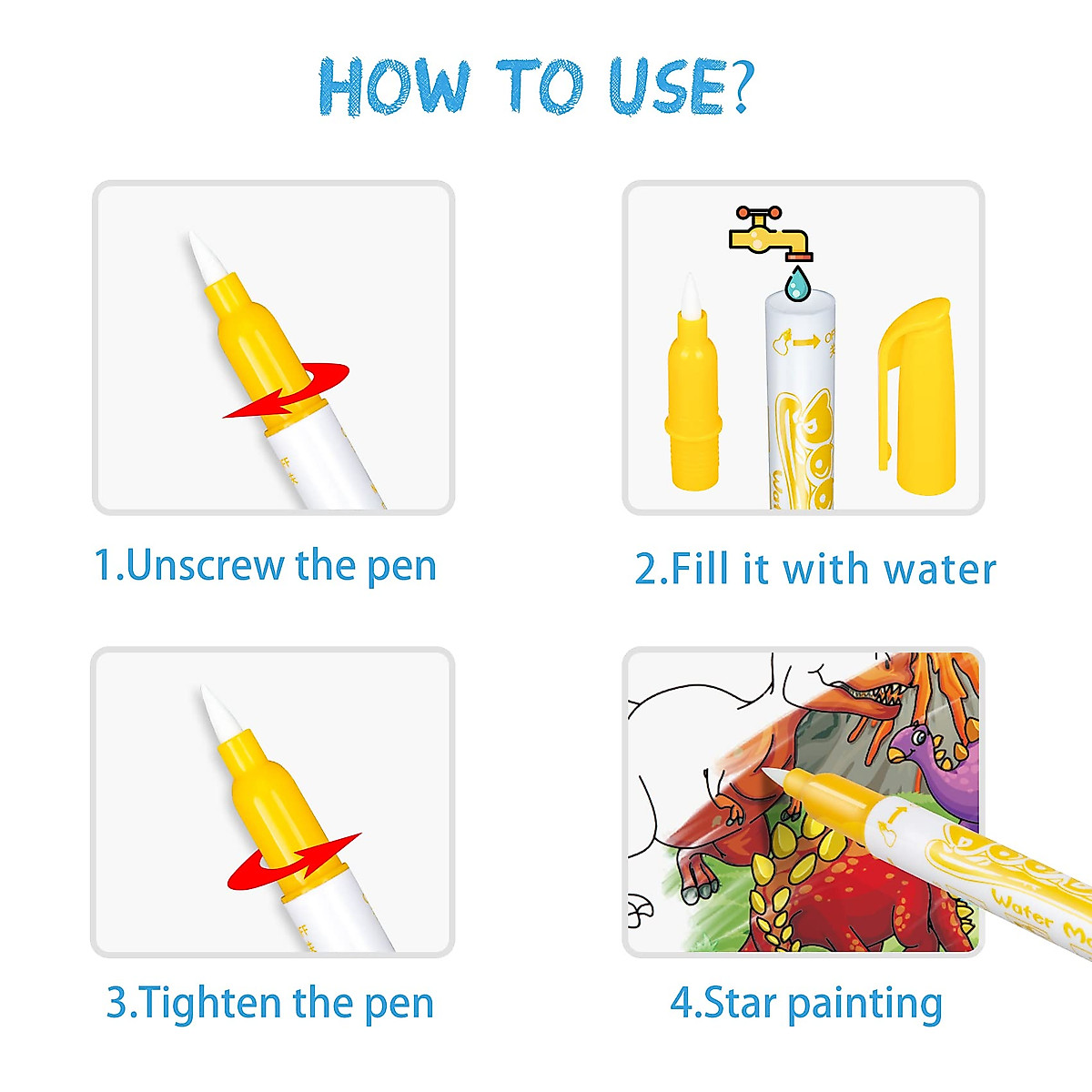 HahaGift Toys for 1 2 3 Year Old Boys Girls Gift, Magic Water Drawing Book Dinosaur Toys for Kids 3-5, Educational Learning Toys for Toddlers 1-3, Best Birthday Gifts for 3 2 1 Year Old Kids !