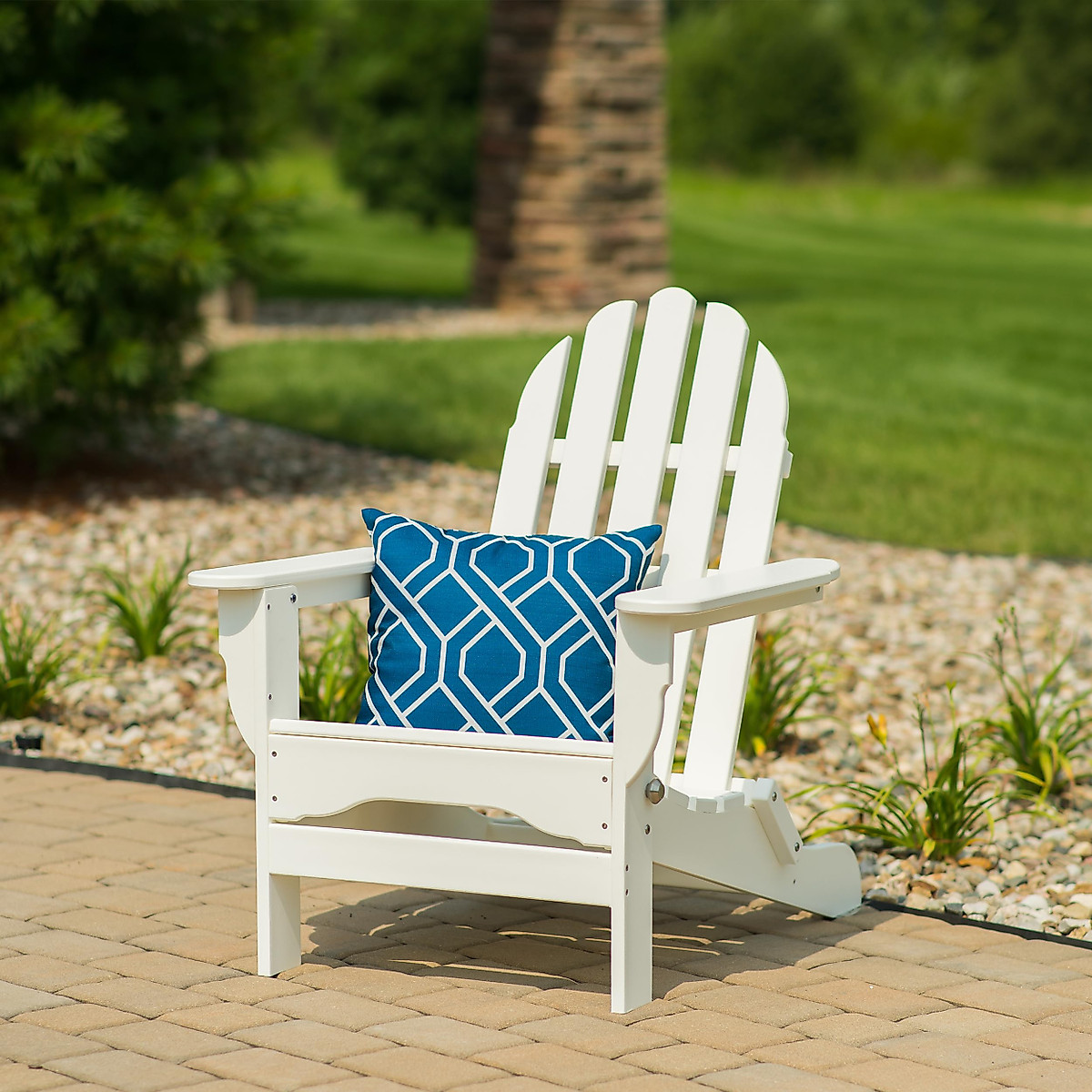DuroGreen Folding Adirondack Chairs Made with All-Weather Tangentwood, Set of 2, Oversized, High End Patio Furniture for Porch, Lawn, Deck, or Fire Pit, No Maintenance, USA Made, White