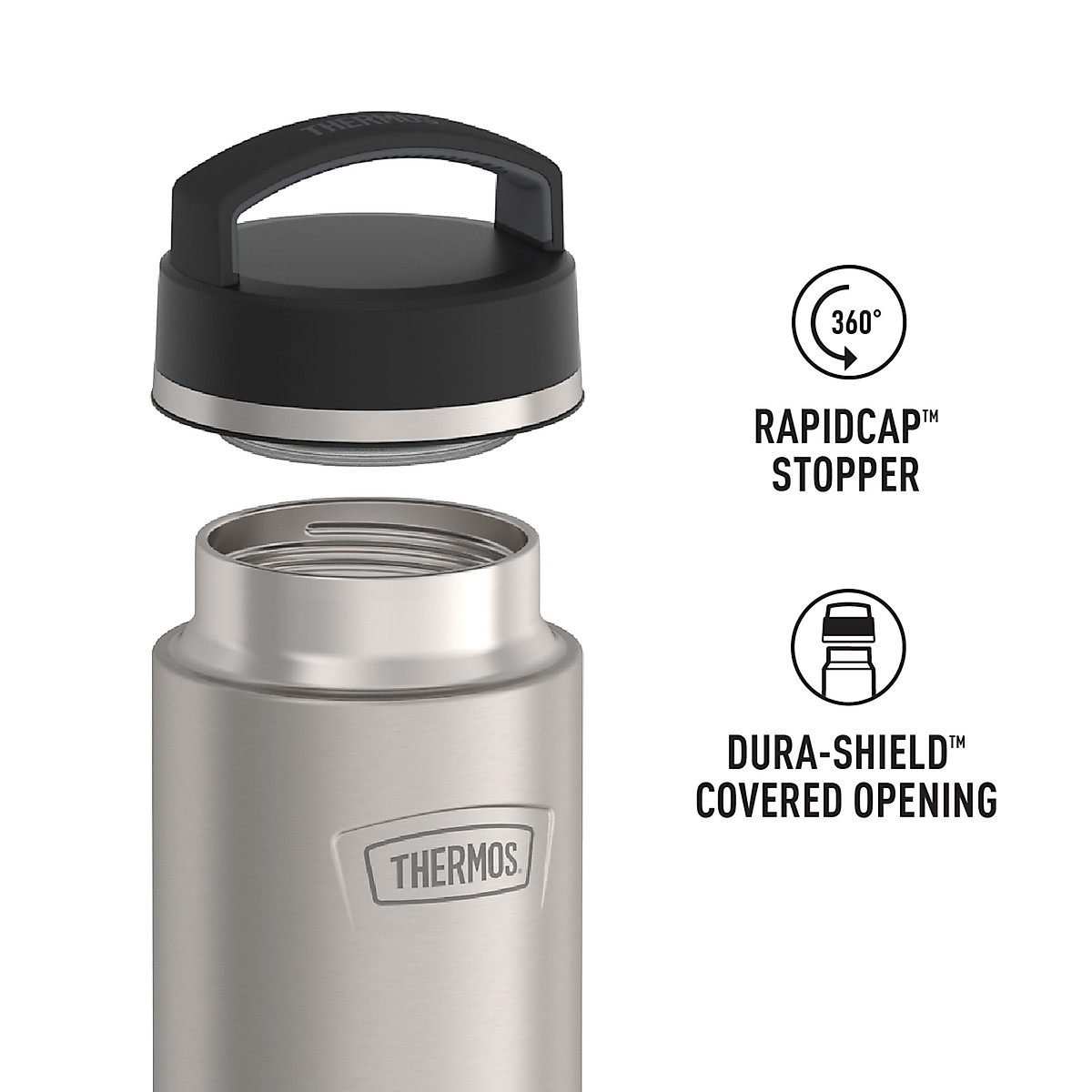ICON SERIES BY THERMOS Stainless Steel Water Bottle with Screw Top Lid, 32 Ounce, Matte Stainless Steel
